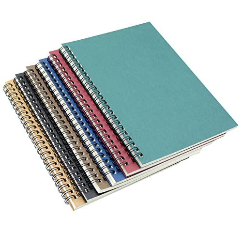 Spiral Notebook, 6 Pcs A5 Craft Softcover 8mm Ruled 6 Color 60 Sheets -120 Pages Journals for Study and Notes(6 color)