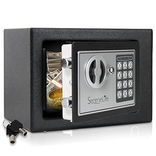 Safe and Lock Box - Safe Box, Safes And Lock Boxes, Money Box, Safety Boxes for Home, Digital Safe Box, Steel Alloy Drop Safe, Includes Keys- SereneLife SLSFE14