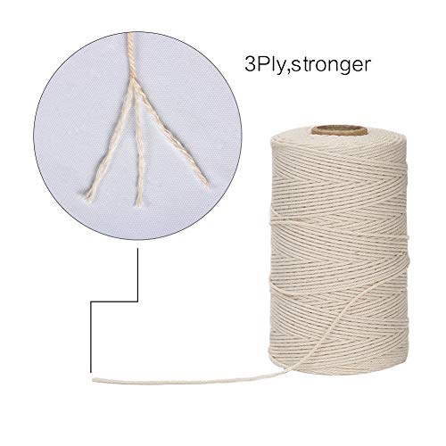 Tenn Well Cooking Twine, 3Ply 656Feet 1mm Food Safe Kitchen Cotton String Butchers Twine for Trussing Tying Poultry Roast Meat Making Sausage DIY Crafts