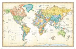 rand mcnally classic edition world wall map – laminated rolled