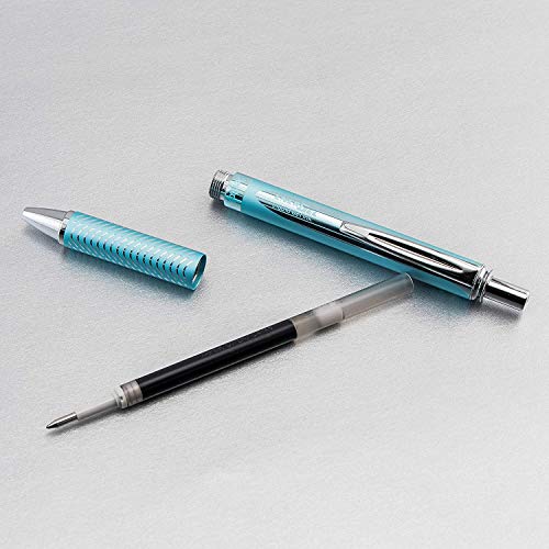 Pentel Energel Alloy Rt Retractable Liquid Black Ink Gel Pens, 3 Pack, 0.7mm Medium Metal Tip, Black, Silver, & Aquamarine Color Barrel, Professional Pentel Pens For Business Executive Women & Men.