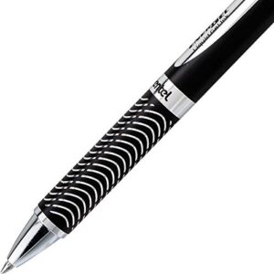 Pentel Energel Alloy Rt Retractable Liquid Black Ink Gel Pens, 3 Pack, 0.7mm Medium Metal Tip, Black, Silver, & Aquamarine Color Barrel, Professional Pentel Pens For Business Executive Women & Men.