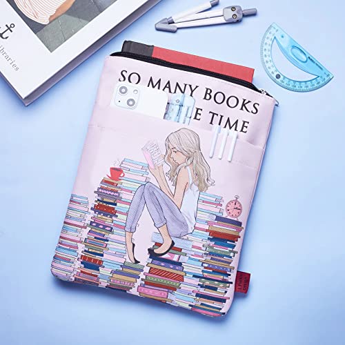 So Many Books So Little Time Book Sleeve with Zipper, Book Covers for Paperbacks, 11 X 8.5 Inch, Bookish Gift for Girl