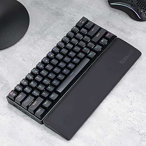 Redragon P035 Meteor S Computer Keyboard Wrist Rest Pad, Ergonomic Soft Memory Foam Wrist Support w/Anti-Slip Rubber Base, 60% 61 Keys Compact Size 11.38 x 2.87 in, 0.78 inch (20mm) Height, Black