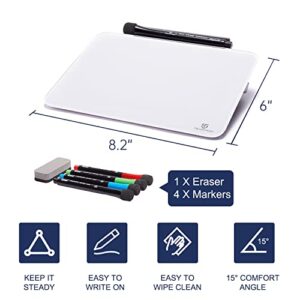 Small Desktop Glass Dry-Erase whiteboard - 8 X 6 Inches Tabletop Easel whiteboard with Stand, Desk Board Buddy for Artist, Teacher and Student