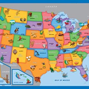 2 Pack - World & USA Map for Kids [Illustrated] - 2 Poster Set (Laminated, 18" x 29")