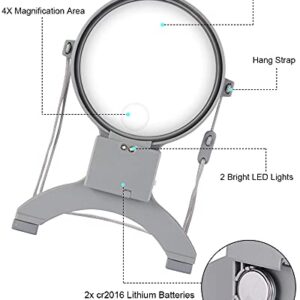 EasyLifeCare Hands Free Chest Rest LED Magnifier - Neck Wear Visual Aid Illuminated Magnifying Glass for Low Vision & Visually Impaired Seniors - Portable - Gifts for Mom, Dad, Grandmother, Women, Men