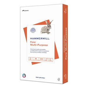 hammermill printer paper, fore multipurpose 24 lb copy paper, 8.5 x 14 – 1 ream (500 sheets) – 96 bright, made in the usa, 101279r