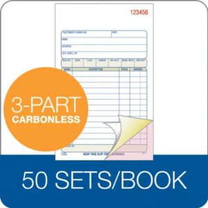 Adams Sales Order Book, 3-Part, Carbonless, 4-3/16" X 7-3/16" Inch, 50 Sets, White, Canary and Pink (TC4705)