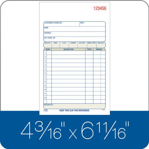 Adams Sales Order Book, 3-Part, Carbonless, 4-3/16" X 7-3/16" Inch, 50 Sets, White, Canary and Pink (TC4705)