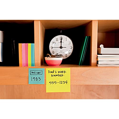 Post-it Super Sticky Notes,2x2 in, 8 Pads, 2x the Sticking Power, Supernova Neons Collection, Recyclable (622-8SSMIA) , 1 7/8" x 1 7/8" , Assorted