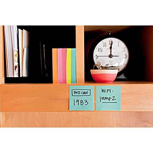 Post-it Super Sticky Notes,2x2 in, 8 Pads, 2x the Sticking Power, Supernova Neons Collection, Recyclable (622-8SSMIA) , 1 7/8" x 1 7/8" , Assorted