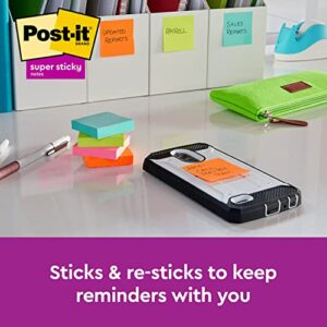 Post-it Super Sticky Notes,2x2 in, 8 Pads, 2x the Sticking Power, Supernova Neons Collection, Recyclable (622-8SSMIA) , 1 7/8" x 1 7/8" , Assorted