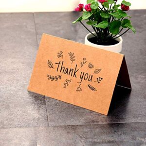 Thank You Cards of Ohuhu, 36 Pack Brown Kraft Paper 6 Design of Assorted Thank U Greeting Note Card with Envelopes and Stickers for Wedding, Business, Birthday, Baby Shower, Blank Inside, 4 x 6 Inch