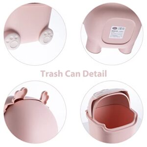 Aiabaleaft Cute Flip Trash Can Cute Animal Shape Trash Cans Cute Desktop Trash Can for Bathrooms,Kitchens,Offices,Waste Basket for Dressing Table(Pink)