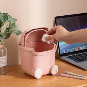 Aiabaleaft Cute Flip Trash Can Cute Animal Shape Trash Cans Cute Desktop Trash Can for Bathrooms,Kitchens,Offices,Waste Basket for Dressing Table(Pink)