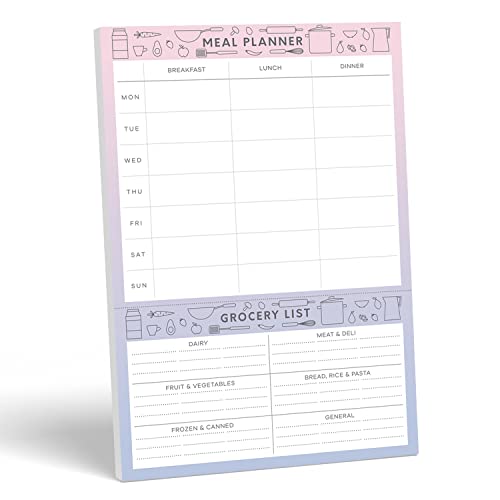 Sweetzer & Orange Meal Planner Notepad and Grocery List | 7x10 inch Pad for Organized Weekly & Daily Planning | Tear-Off Grocery Magnetic Notepad Checklist for Convenient Shopping