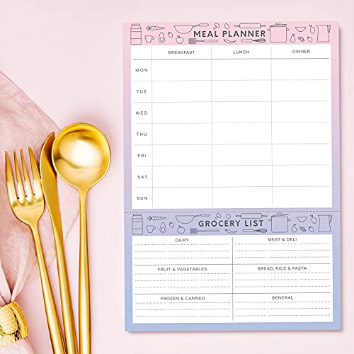 Sweetzer & Orange Meal Planner Notepad and Grocery List | 7x10 inch Pad for Organized Weekly & Daily Planning | Tear-Off Grocery Magnetic Notepad Checklist for Convenient Shopping