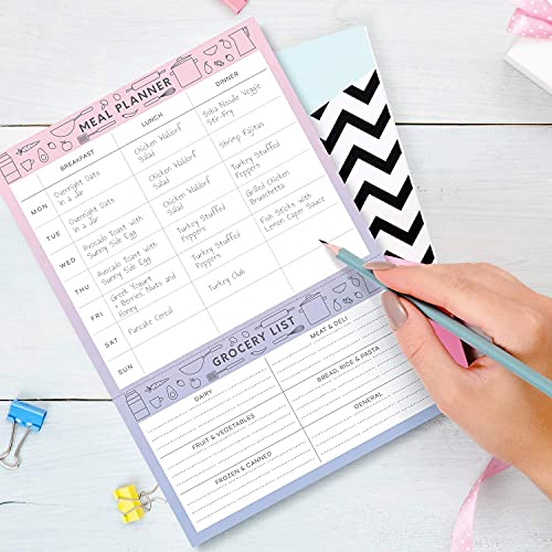 Sweetzer & Orange Meal Planner Notepad and Grocery List | 7x10 inch Pad for Organized Weekly & Daily Planning | Tear-Off Grocery Magnetic Notepad Checklist for Convenient Shopping