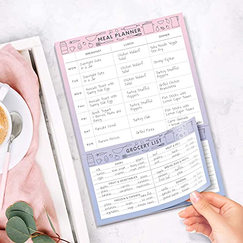 Sweetzer & Orange Meal Planner Notepad and Grocery List | 7x10 inch Pad for Organized Weekly & Daily Planning | Tear-Off Grocery Magnetic Notepad Checklist for Convenient Shopping