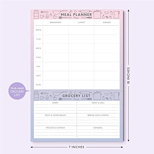 Sweetzer & Orange Meal Planner Notepad and Grocery List | 7x10 inch Pad for Organized Weekly & Daily Planning | Tear-Off Grocery Magnetic Notepad Checklist for Convenient Shopping