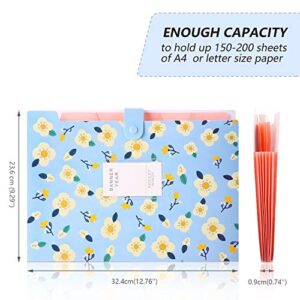 SKYDUE Expanding File Folders with 8 lables, Floral Printed Accordion Document Folder Organizer US Letter Size