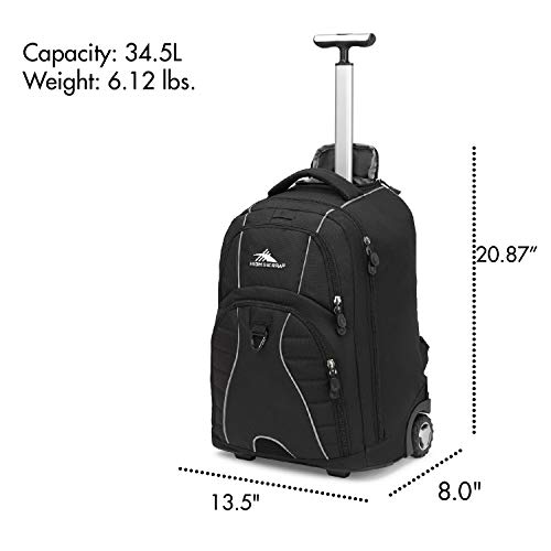 High Sierra Freewheel Wheeled Laptop Backpack, Black, 20.5 x 13.5 x 8-Inch