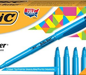 BIC Brite Liner Highlighter, Chisel Tip, Fluorescent Blue Ink, 12 per Pack (BL11-BE)