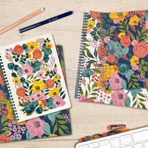 Steel Mill & Co Cute Large Spiral Notebook College Ruled, 11" x 9.5" with Durable Hardcover and 160 Lined Pages, Garden Blooms (Cream)