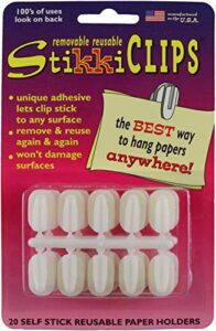 stikki works white clips 20 per pack teacher classroom aid