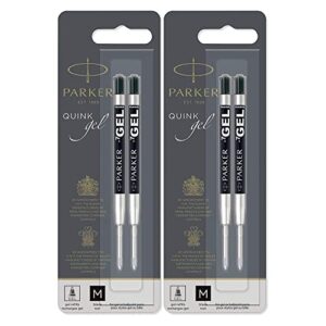 parker gel refill for ballpoint pens medium point black ink 4-total refills