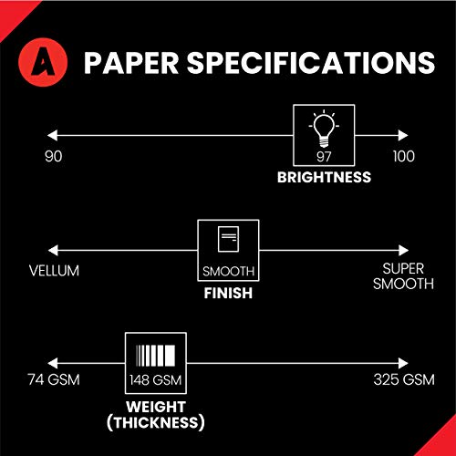 Accent Opaque White Printer Paper, 8.5” x 11” 40lb Bond/100lb Text Copy Paper, 250 Sheets (1 Ream) – Premium Smooth Finish Computer Paper, 97 Bright, 148gsm, Multipurpose White Copy Paper – 188101R