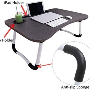 Laptop Desk, Astoryou Portable Laptop Bed Tray Table Bed Desk with Foldable Legs & Cup Slot for Eating, Working, Reading, Watching Movie on Bed Couch Sofa (Black)