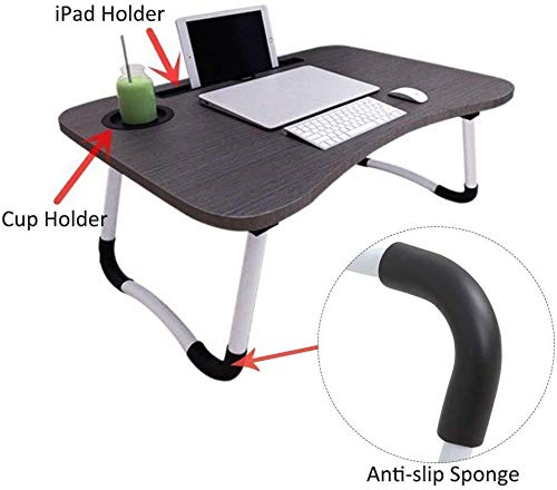 Laptop Desk, Astoryou Portable Laptop Bed Tray Table Bed Desk with Foldable Legs & Cup Slot for Eating, Working, Reading, Watching Movie on Bed Couch Sofa (Black)