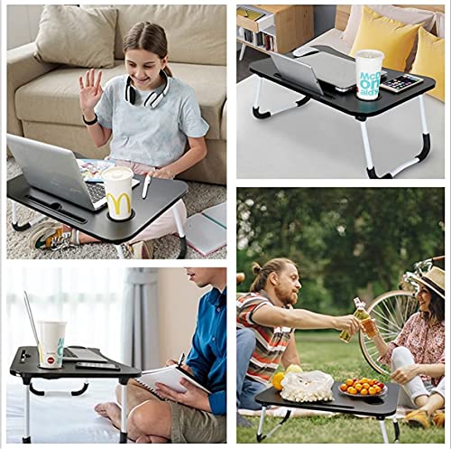 Laptop Desk, Astoryou Portable Laptop Bed Tray Table Bed Desk with Foldable Legs & Cup Slot for Eating, Working, Reading, Watching Movie on Bed Couch Sofa (Black)