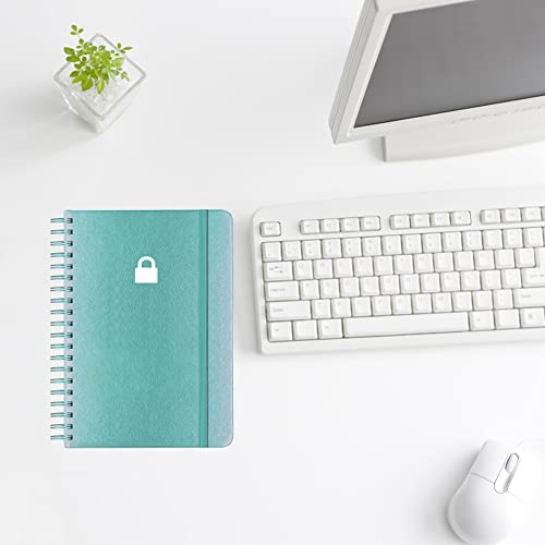 Nokingo Spiral Password Book with Alphabetical Tabs - 5x7 inch Password Organizer with A-Z Tabs for Internet Login, Website, Username, Password. Password Keeper for Home or Office, PU Cover, Teal