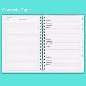 Nokingo Spiral Password Book with Alphabetical Tabs - 5x7 inch Password Organizer with A-Z Tabs for Internet Login, Website, Username, Password. Password Keeper for Home or Office, PU Cover, Teal