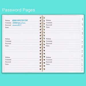 Nokingo Spiral Password Book with Alphabetical Tabs - 5x7 inch Password Organizer with A-Z Tabs for Internet Login, Website, Username, Password. Password Keeper for Home or Office, PU Cover, Teal