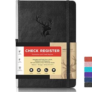 check registers for personal checkbook,checkbook register for personal or business, a5 hardcover registers log to track payments, deposits & finances transaction black