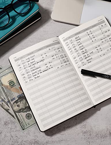 Check Registers for Personal Checkbook,Checkbook Register for Personal or Business, A5 Hardcover Registers Log to Track Payments, Deposits & Finances Transaction Black