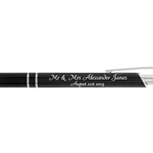 Personalized Pens with Stylus - The Legacy - Custom Metallic Printed Name Pens with Black Ink - Imprinted with Logo or Message - Great Gift Ideas - FREE PERSONALIZATION 12 pcs/pack (Black)