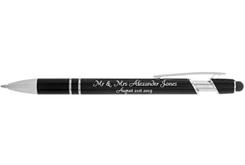 Personalized Pens with Stylus - The Legacy - Custom Metallic Printed Name Pens with Black Ink - Imprinted with Logo or Message - Great Gift Ideas - FREE PERSONALIZATION 12 pcs/pack (Black)