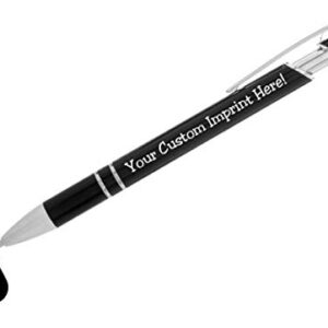 Personalized Pens with Stylus - The Legacy - Custom Metallic Printed Name Pens with Black Ink - Imprinted with Logo or Message - Great Gift Ideas - FREE PERSONALIZATION 12 pcs/pack (Black)