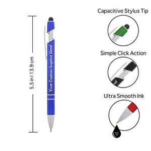 Personalized Pens with Stylus - The Legacy - Custom Metallic Printed Name Pens with Black Ink - Imprinted with Logo or Message - Great Gift Ideas - FREE PERSONALIZATION 12 pcs/pack (Black)