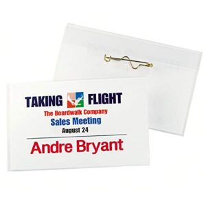 Avery Pin Style Top-Loading Name Badges, 2.25 x 3.5 Inches, White, Box of 100 (74549)