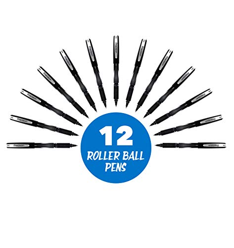 INC R2 PRECISION ROLLERBALL 0.5 MM Tip Ultra Fine Point 12 Count Comfort Grip R-2 Precision Pens with Free Flowing Liquid Ink for Smooth Writing, Premium Black Ink Pens for Home, School or Office