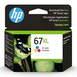 hp 67xl tri-color high-yield ink cartridge | works with hp deskjet 1255, 2700, 4100 series, hp envy 6000, 6400 series | eligible for instant ink | 3ym58an