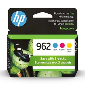 hp 962 cyan, magenta, yellow ink cartridges (3 count -pack of 1) | works with hp officejet 9010 series, hp officejet pro 9010, 9020 series | eligible for instant ink | 3yp00an