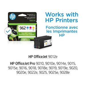 HP 962 Cyan, Magenta, Yellow Ink Cartridges (3 Count -pack of 1) | Works with HP OfficeJet 9010 Series, HP OfficeJet Pro 9010, 9020 Series | Eligible for Instant Ink | 3YP00AN