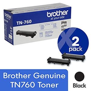 brother genuine tn760 2-pack high yield black toner cartridge with approximately 3,000 page yield/cartridge